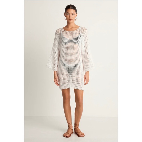 Mikoh | Dresses | Mikoh White Loose Netted White Mini Dresscover Up ...